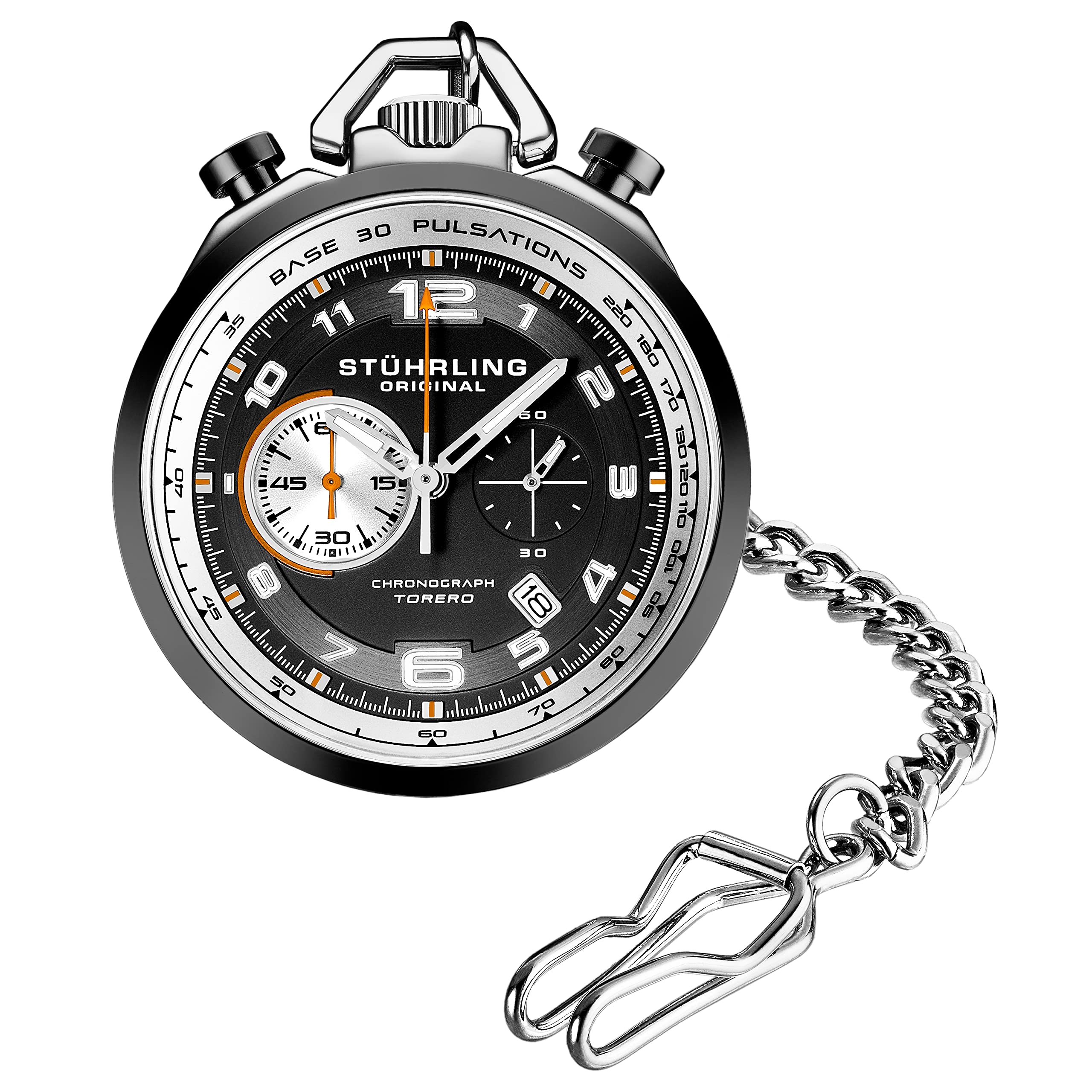 Stuhrling Original Men's Chronograph Pocket Watch (Black-A)