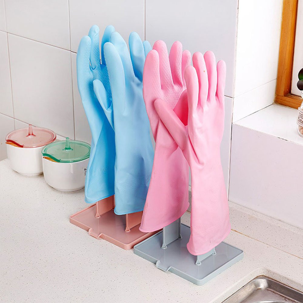 Pixco Glove Drain Rack Glove Stand Holder Plastic Sink Stand Towel Storage Multi Use Tool, Towel Storage Holders, Kitchen Sink Shelf Food Storage Bag Holder Gloves Drying Accessories Holder (Blue)