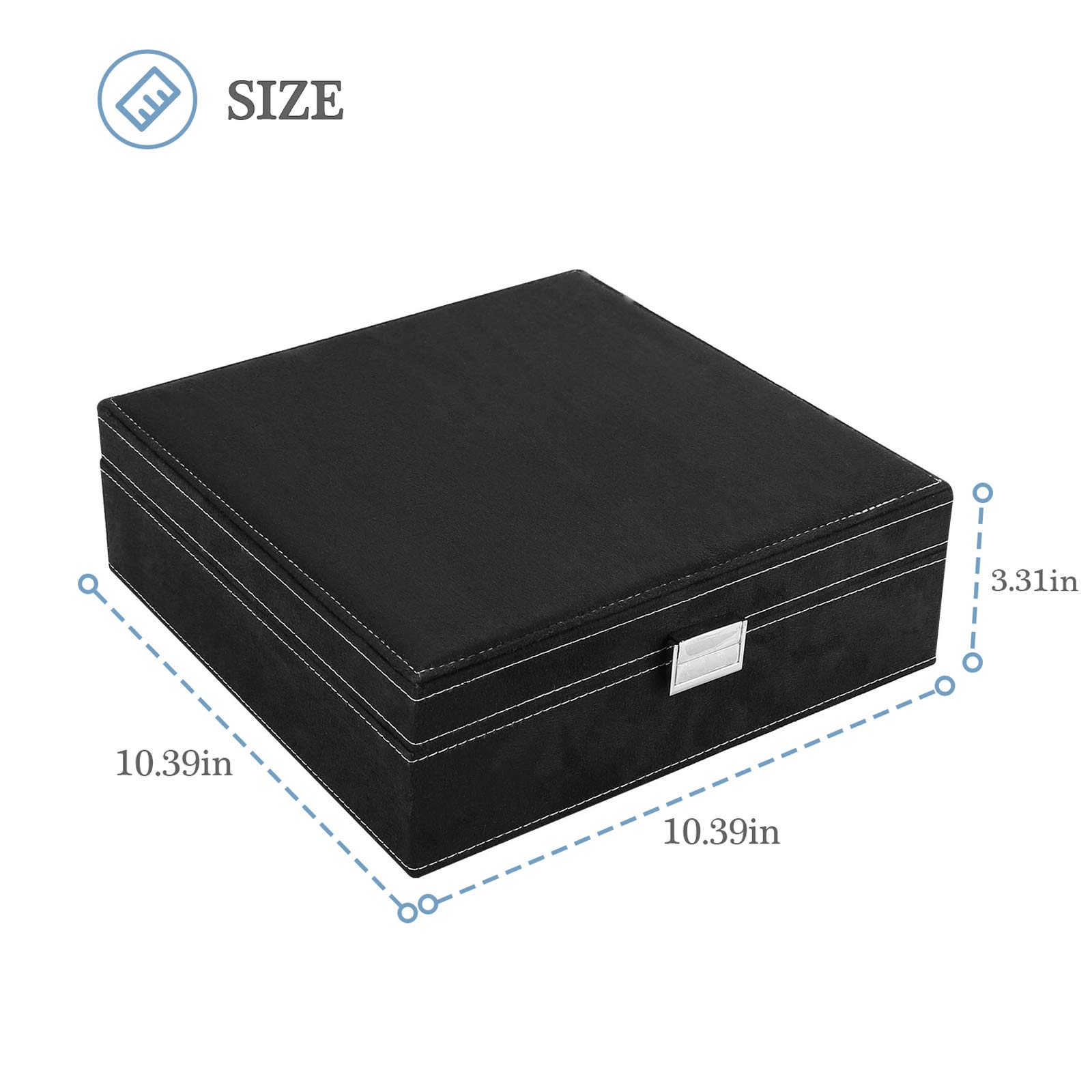 ProCase Velvet Jewelry Box Organizer for Women, 2 Layer Jewelry Display Storage Holder Case for Necklace Earrings Bracelets Rings, Mother's Day Gift -Black