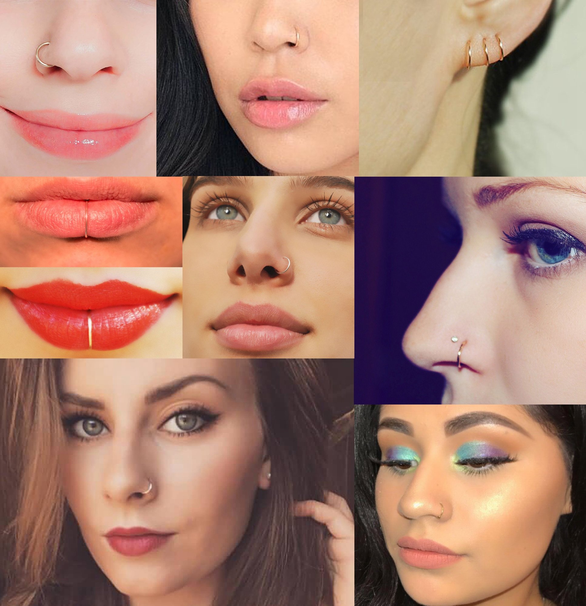 Masedy 24Pcs 20G 316L Stainless Steel Nose Rings Hoop Tragus Cartilage Helix Piercing Lip Septum Ring Silver Bendable