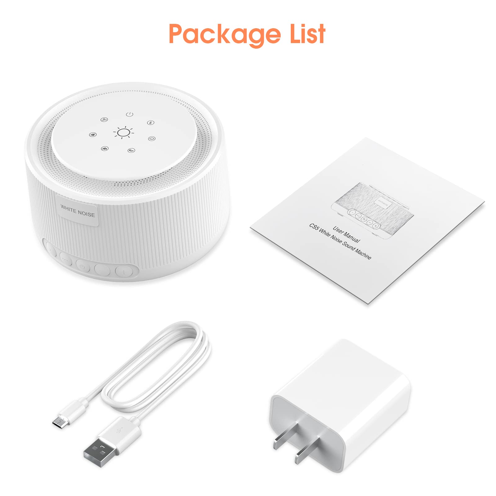 White Noise Machine, UMZRUVH Sound Machine with 30 High-fidelity Non-looping Sounds 36-Level Volume, Noise Machine with Memory Function and Timer, Touch Night Light Sound Machine for Adults Baby Elder