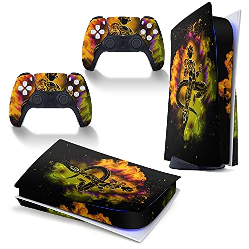 Playstation 5 Optical Drive Version Sticker Protective Cover, Super Saiyan Gold Frieza Soul of The Destruction ps5 Controller Protective Shell (Compatible with ps5 Optical Drive)