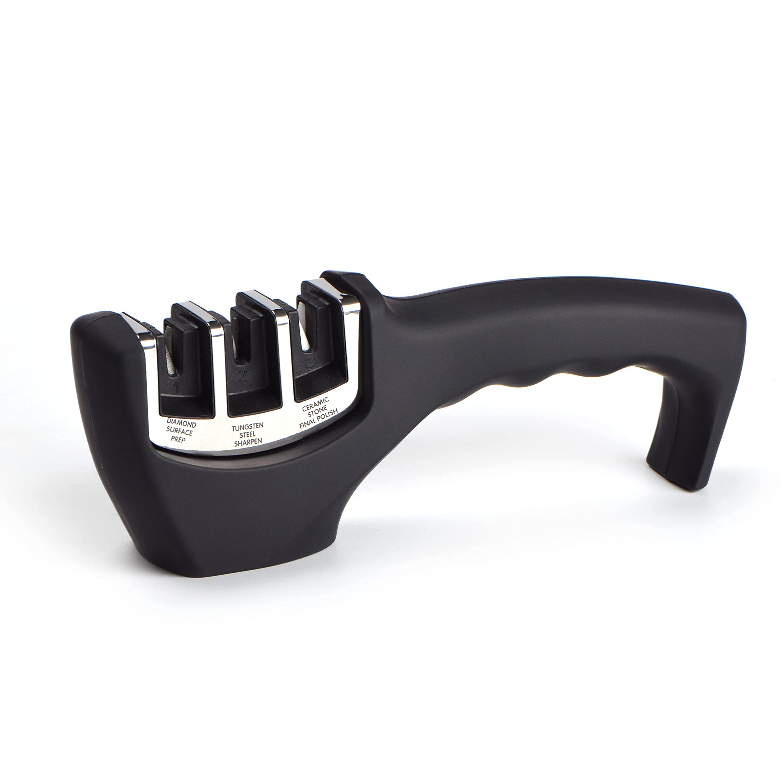 Melfi Premium Knife Sharpener, 3-Stage, Kitchen Knife Accessories, Helps Repair, Polish & Restore, Handled, Cut Resistant Glove