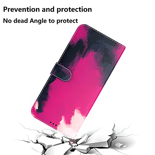 ShinyCase for Tecno Camon 12 Case with Stand,Colorful Watercolor PU Leather Wallet Folio Flip Cover Magnetic Durable TPU Protective Phone Case for Tecno Camon 12/Spark 4,Black Red
