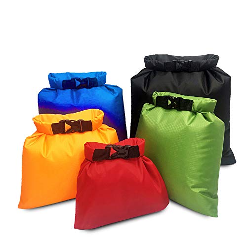 LIXADA Waterproof Dry Bags, 5 Pack Ultimate Dry Sack - 1.5L+2.5L+3.5L+4.5L+6L Lightweight, Roll Top Outdoor Dry Sacks for Kayaking Camping Hiking Traveling Boating Water Sports