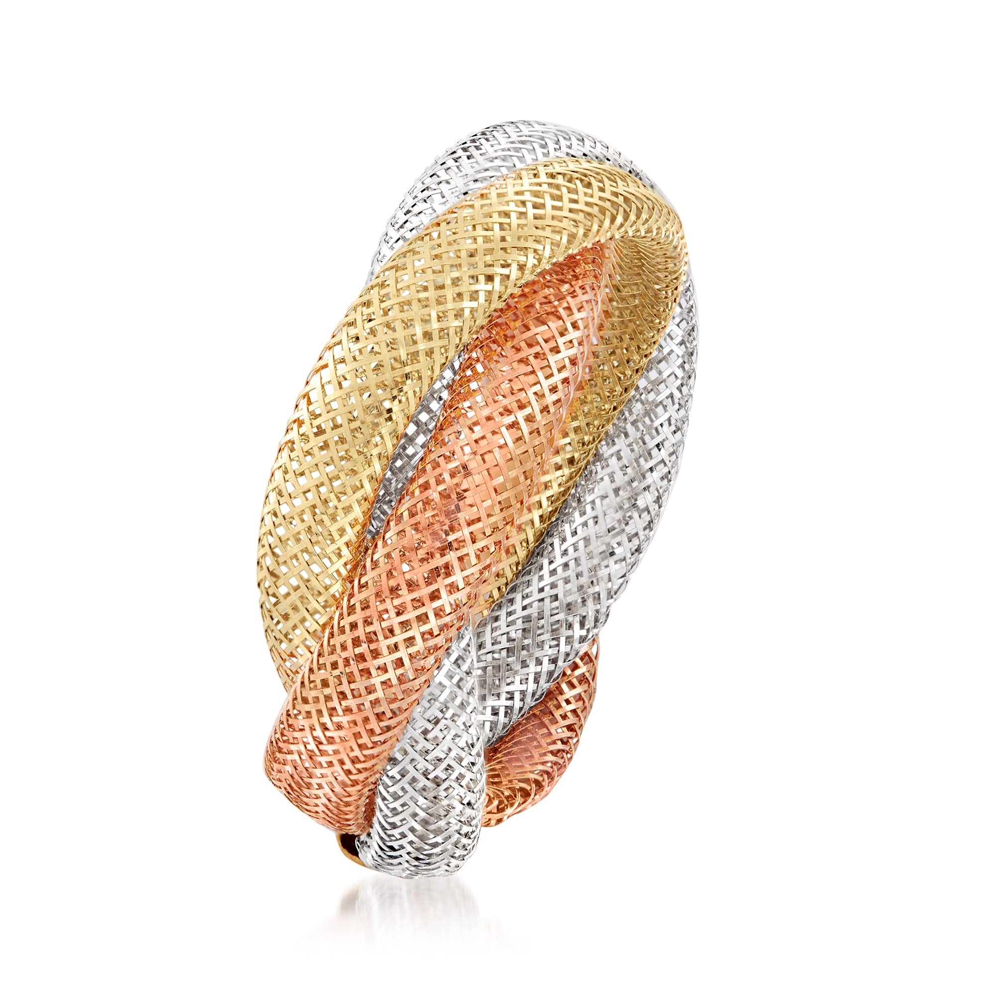 Ross-Simons Italian 14kt Tri-Colored Gold Mesh Ring. Medium (7-8)