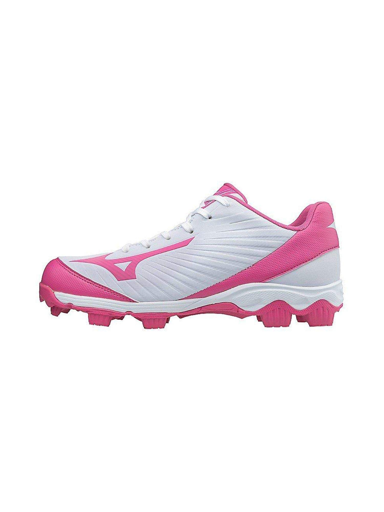 Mizuno 9-Spike Advanced Finch Franchise 7 Womens Fastpitch Softball Cleat Shoe, White/Pink, 7.5 B US