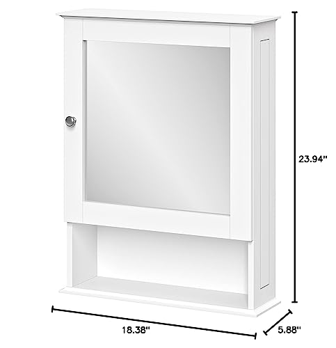 RiverRidge Ashland Mirror and Open Shelf, White Wall Cabinet, No Size