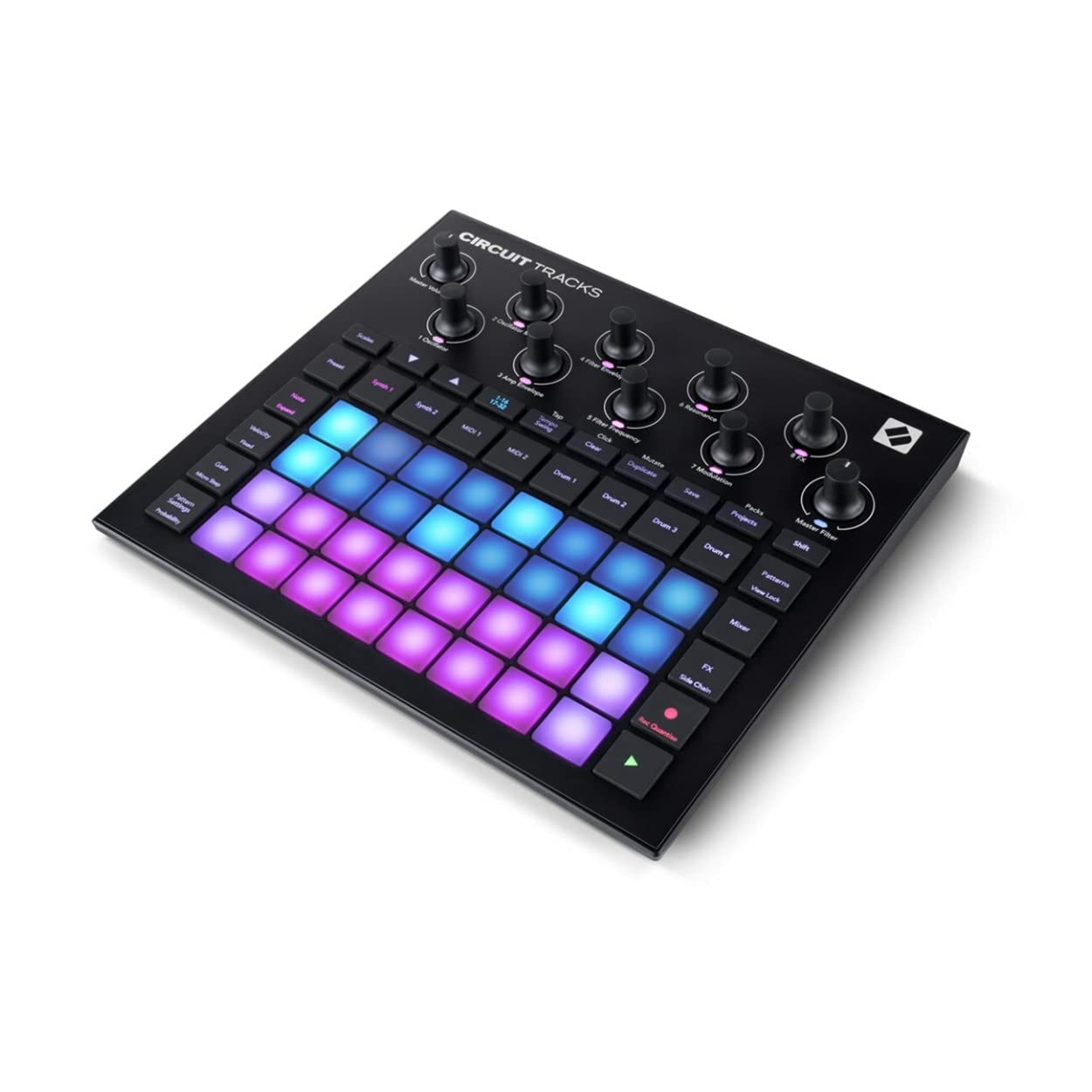 Novation Circuit Tracks Groovebox Bundle with 4-Port USB 3.0 Hub, 32GB microSD Card, and 1/4-Inch TRS Cables (2-Pack) (5 Items)