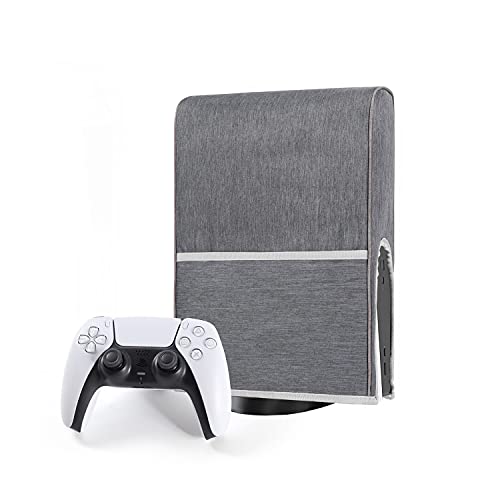OSPUORT PS5 Dust Cover Thickened Lining for Playstation 5 Console Disc Edition and Digital Edition PS5 Dust Protector Anti Scratch Waterproof Cover Case(Gray)