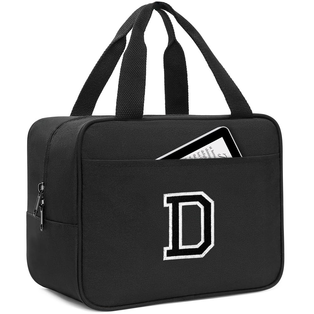 Lunch Bag Women Men, Lunch Box for Work, Insulated Reusable Lunchbox, Personalized Lunch Tote Bag for Work, Office, Picnic, Beach (Black,A)