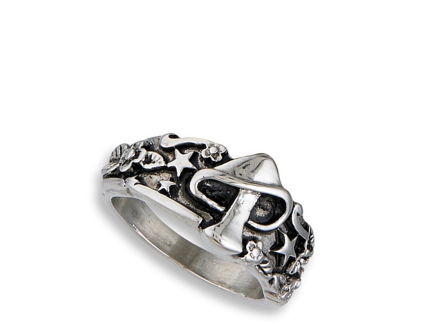 Mushroom Star Flower Mystic Fashion Ring Stainless Steel Leaf Band Size 7