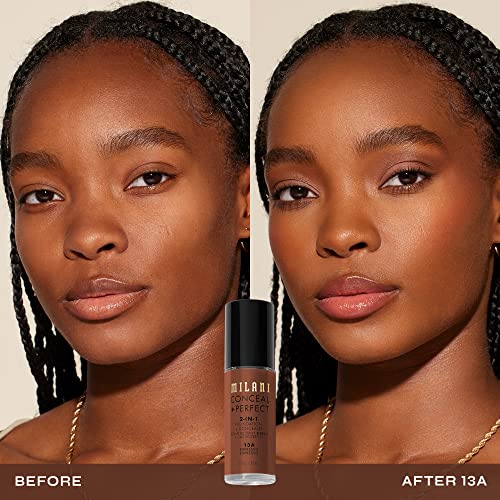 Milani Conceal + Perfect 1 Fl. Oz. Espresso Liquid Foundation - Cover Under-Eye Circles, Blemishes & Skin Discoloration for a Flawless Complexion