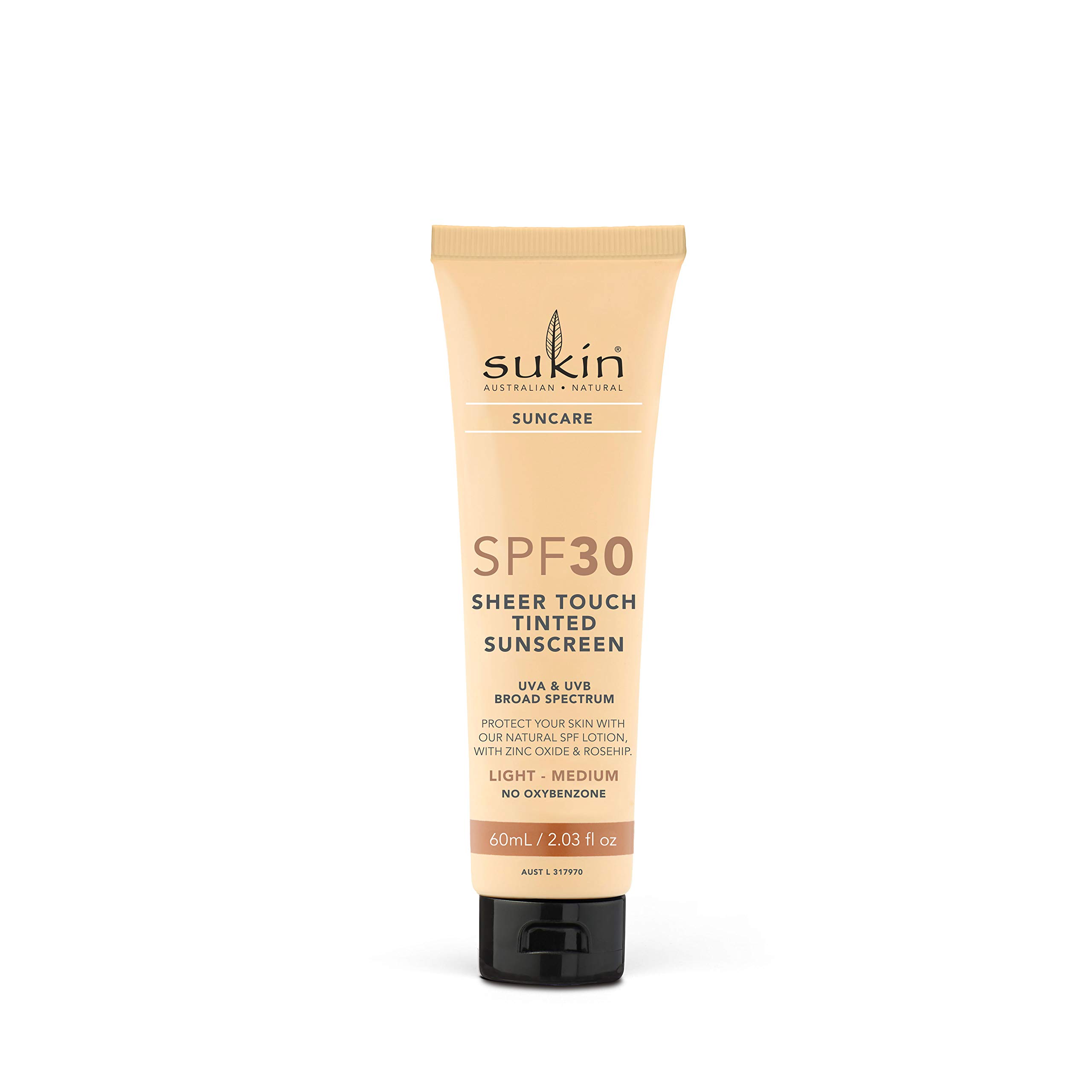 Sukin Suncare SPF 30 Sheer Touch Tinted Sunscreen, Light/Medium Skin Tone, 2.03 Ounce