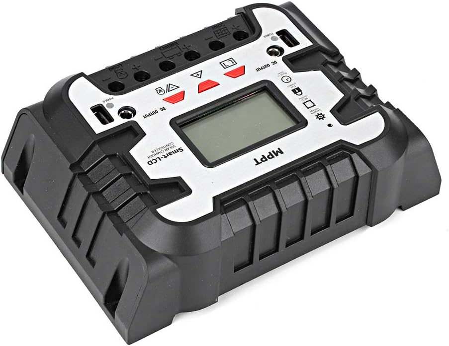 MPPT Solar Charge Controller, 30A/50A/80A Solar Charger Controller MPPT Dual USB LCD Display 2.4A 12V24V IP32 Waterproof Solar Panel Battery Intelligent Regulator(80A)