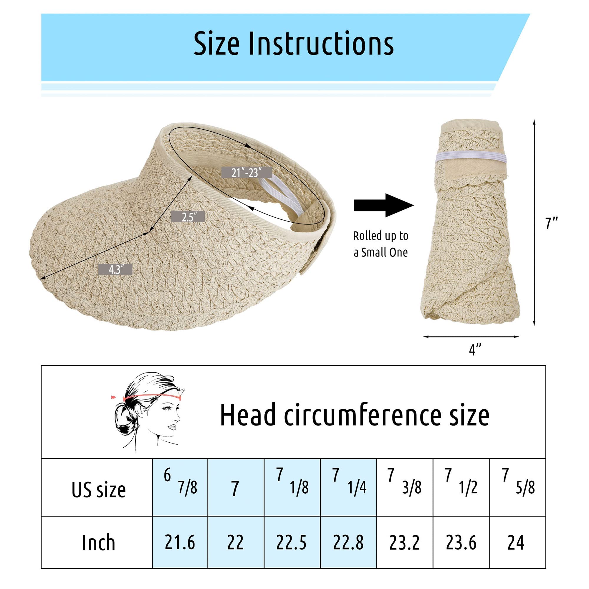 Sun Visors for Women Hats Visors for Women Golf Visor Beach Hats for Women Foldable Sun Visor Hat Straw Visor Hat Sunmmer Hats, Beige/Brown