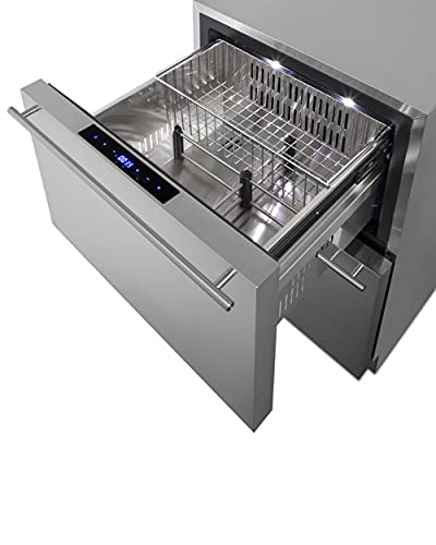Summit Appliance SPRF34D 24" Wide 2-Drawer Refrigerator-Freezer; 3.9 cu.ft. Capacity; Frost-free Operation; Built-in Capable; Stainless Steel Construction; LED Lighting and Adjustable Drawer Dividers