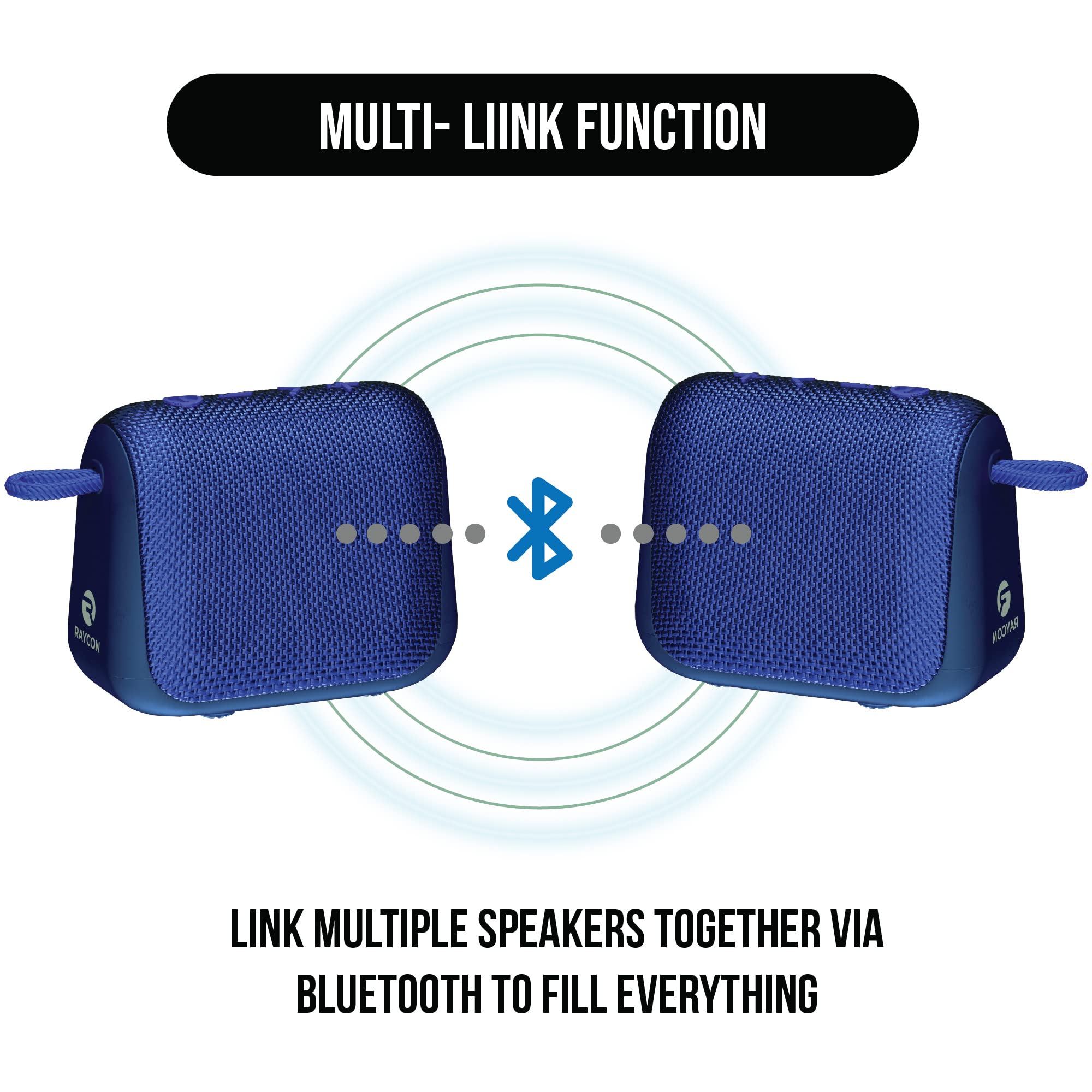 Raycon Everyday Speaker with Microphone IP67 Dustproof and Waterproof TWS Multilink Bluetooth 5.0 Portable Outdoor Wireless Speaker for Home, Outdoors, Travel (Electric Blue)