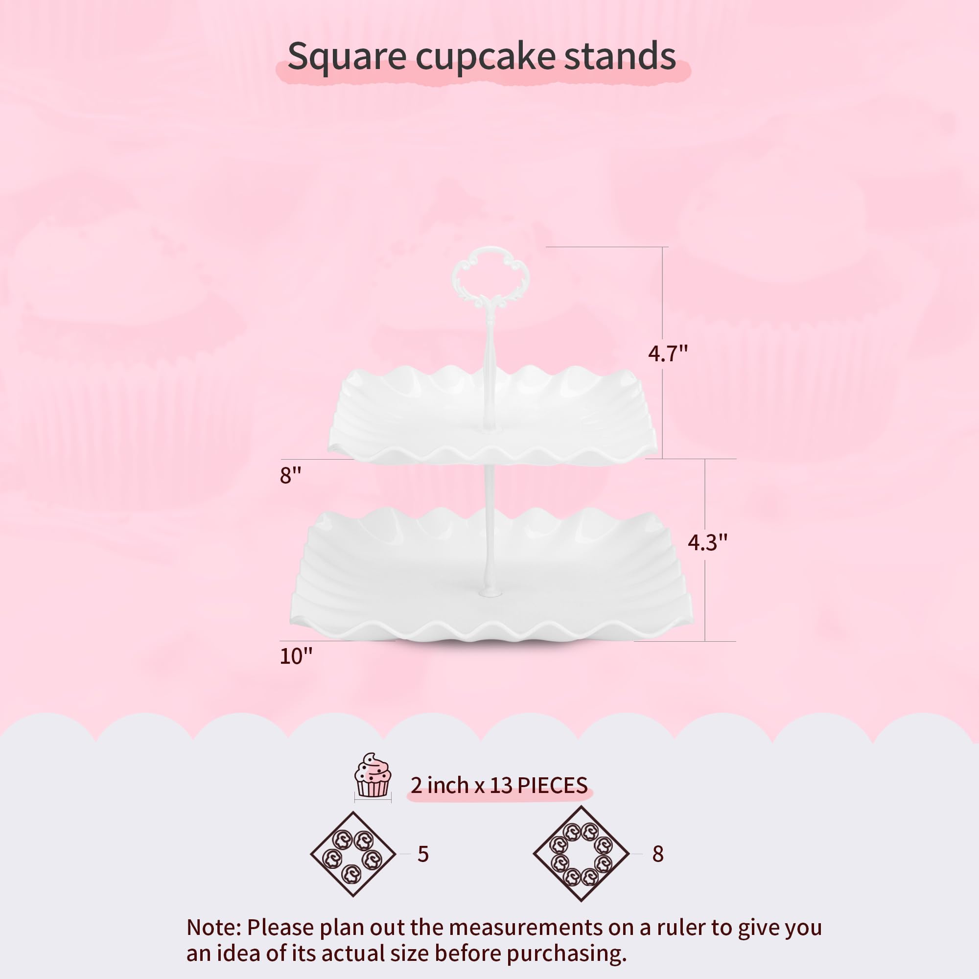 Pack of 10 NWK Cake Stand, Cupcake Stand, with 2X Large 2-Tier Cupcake Stands + 2X Large 3-Tier Cupcake Stands + 4 x Appetizer Trays +2 x Cake Pop Stands Perfect for Birthday Baby Shower Party