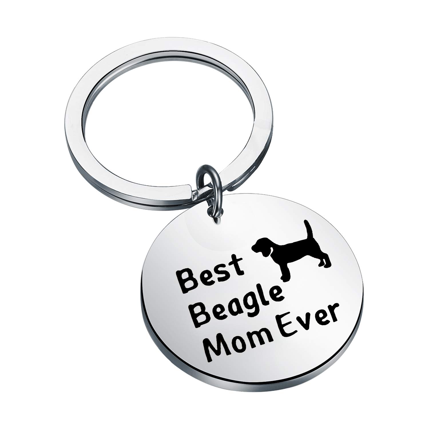 PENQI Beagle Mom Gift Beagle Lover Gift Best Beagle Mom Ever Keychain Beagle Owner Gift Animals Lover Gift Pet Lover Gift for Dog Lover (sliver)