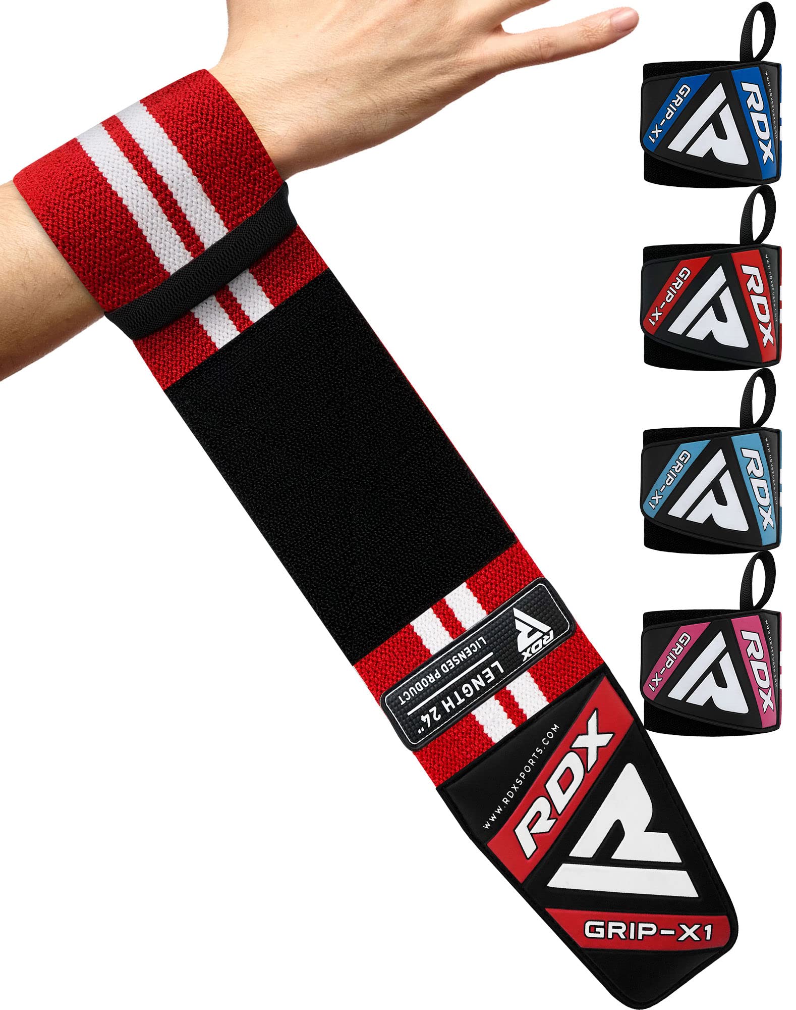 RDX Weight Lifting Wrist Support Wraps, 36” 24” 18” Professional Grade Elasticated Cotton Straps, Gym Fitness Workout Strength Training Bodybuilding Powerlifting Deadlifting Calisthenics, Men Women