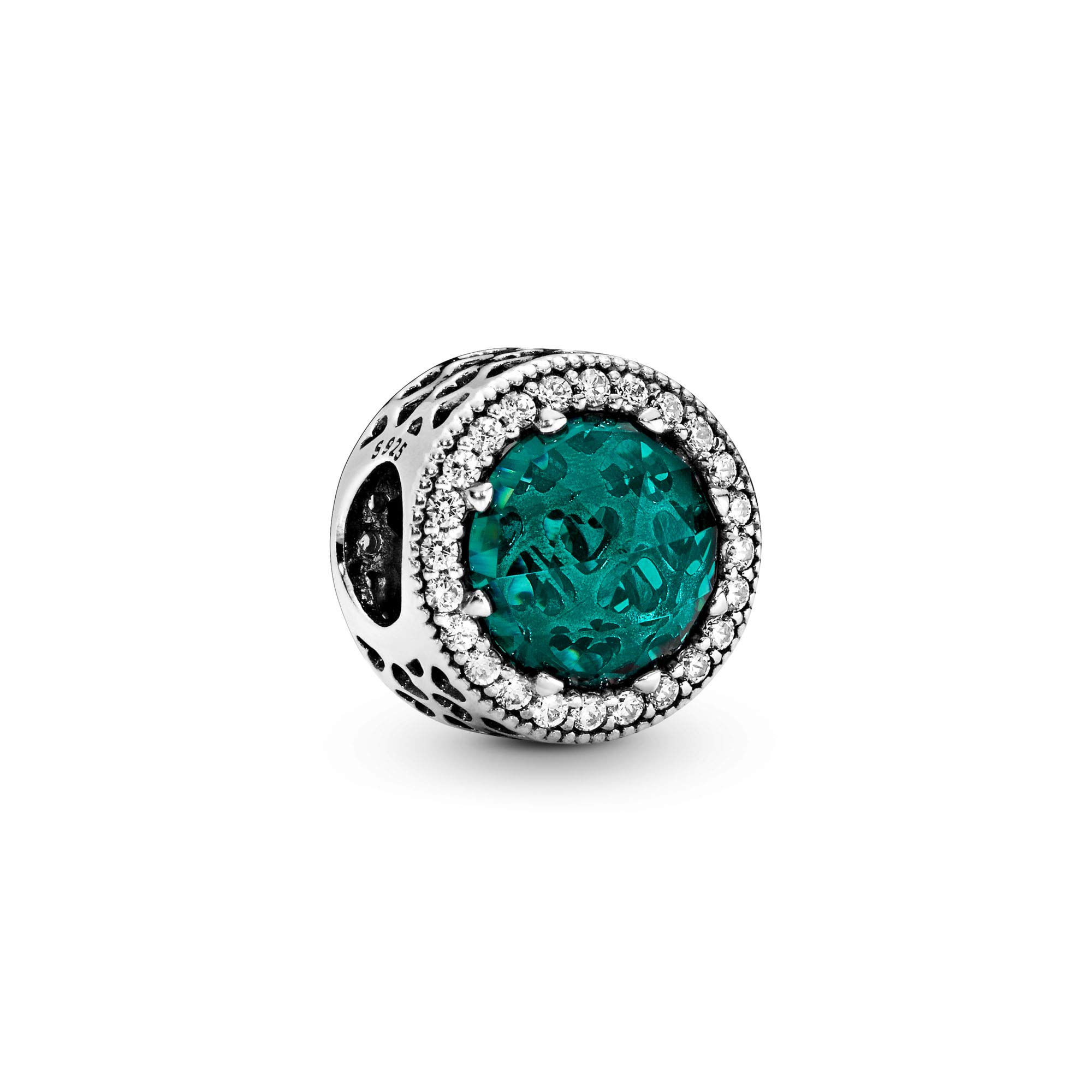 Pandora Jewelry Sparkling Sea Green Crystal and Cubic Zirconia Charm in Sterling Silver, No Box