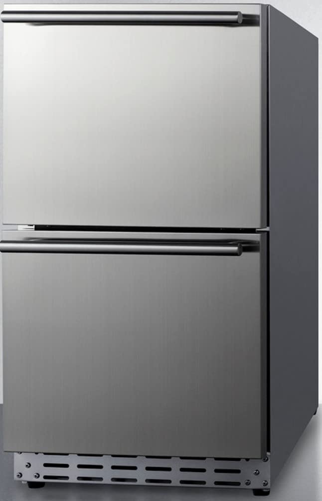 Summit Appliance ADRD18 18" Wide ADA Compliant 2-Drawer All-Refrigerator in Stainless Steel with Panel-Ready Drawer Fronts, Digital Thermostat, Frost-free Defrost, Digital Display
