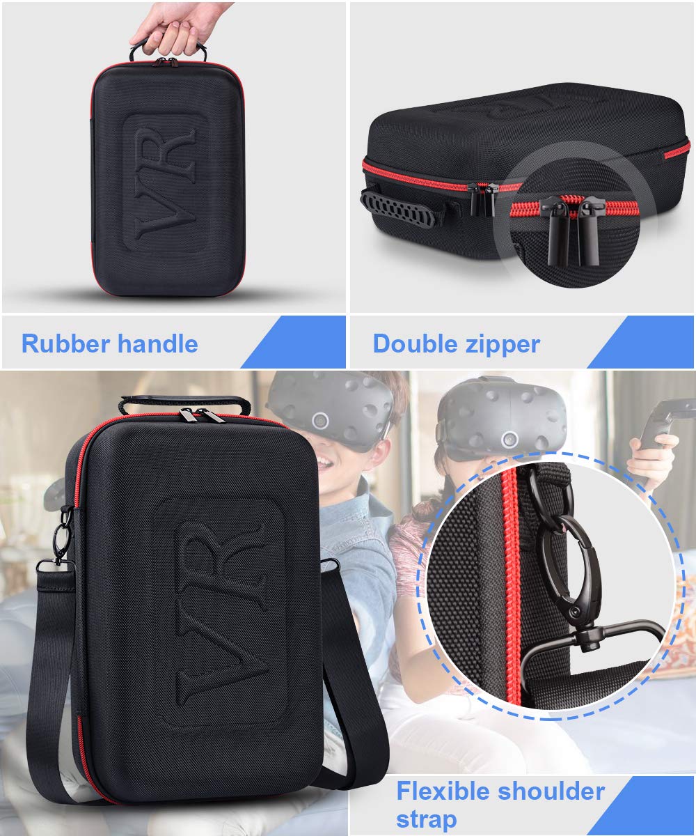 RayLove Carrying Case for Oculus Quest 2 VR Gaming Headset, Shoulder Strap Waterproof and Crash-Proof Travel Protective Storage Bag (Black)