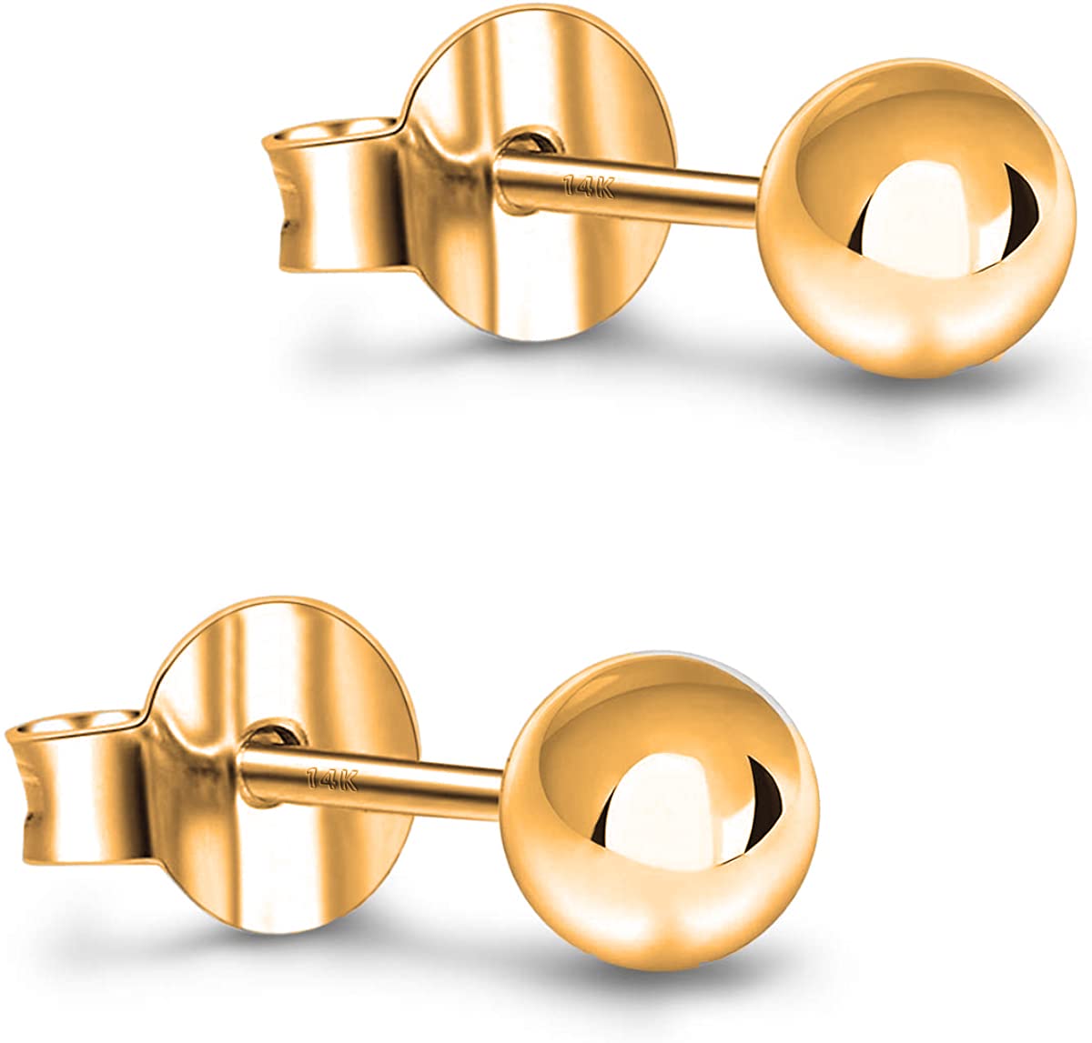 Savlano 14K Gold Ball Stud Earrings For Women - Made in Italy Comes With Savlano Gift Box (Yellow, 5mm)