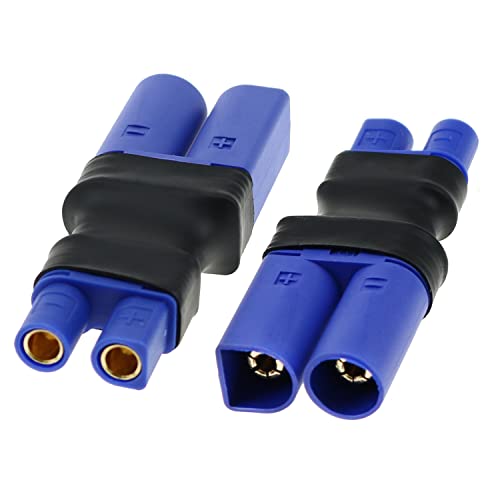ZZHXSM 2pcs No Wires Connector EC3 Female to EC5 Male Plug Adapter for RC FPV Vehicle Lipo Battery Control Parts DIY