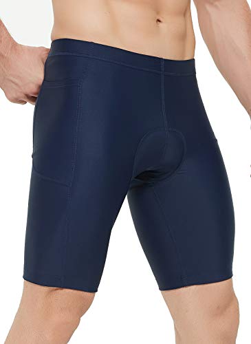 Priessei Men's Cycling Shorts 4D Coolmax Padded Bike Bicycle Pants Tights, Breathable & Absorbent Navy M