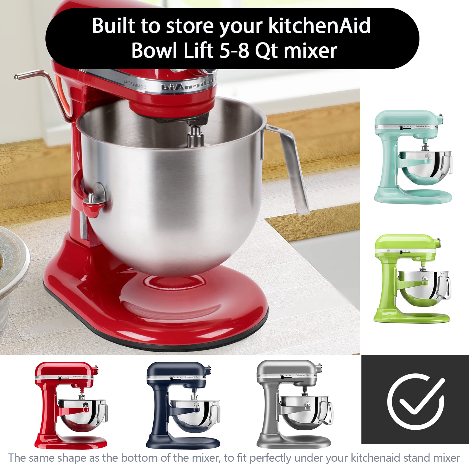 Upgrade Metal Mixer Slider for Kitchenaid 5-8 Qt Bowl Lift Stand Mixer,Sliding Mat Sliding Tray Slide Tray Mixer Mover for Kitchenaid Professional Series
