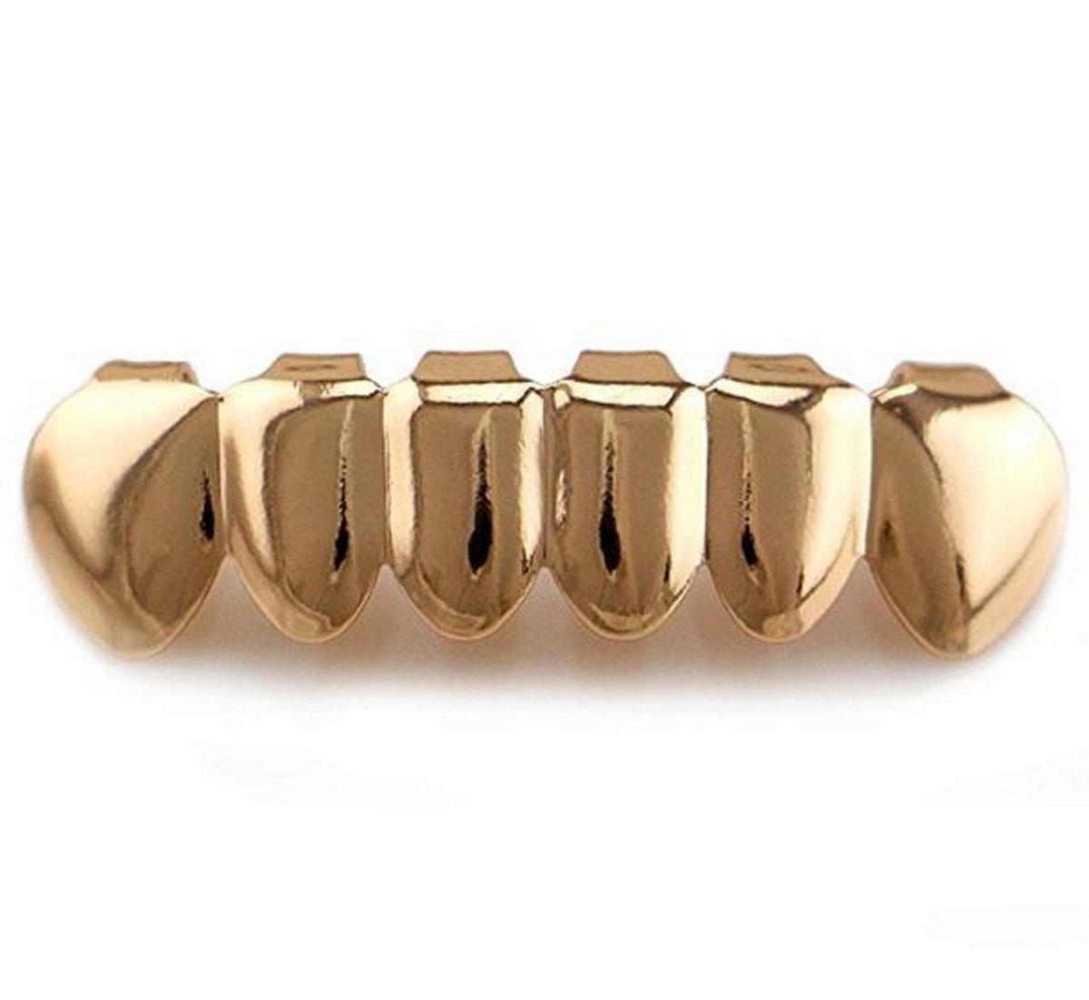 mainlead Rose Gold Vampire Dracula Teeth 2pc Single Fangs and 6 bottom Grills Set