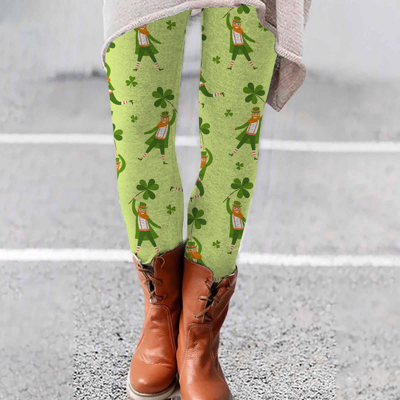 St. Paddy's Day Butt Lift Leggings Clover Irish Clover Ultra Soft Colorful Tights Clover Good Luck Butt Lifting