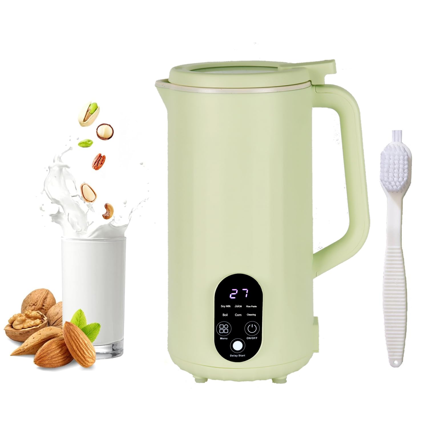 LMFUEN 800ML/27oz Stainless Steel Soy Milk Maker, Multifunctional Food Blender, Automatic Cleaning, Easy to Operate, Non-stick Pan, Large Capacity