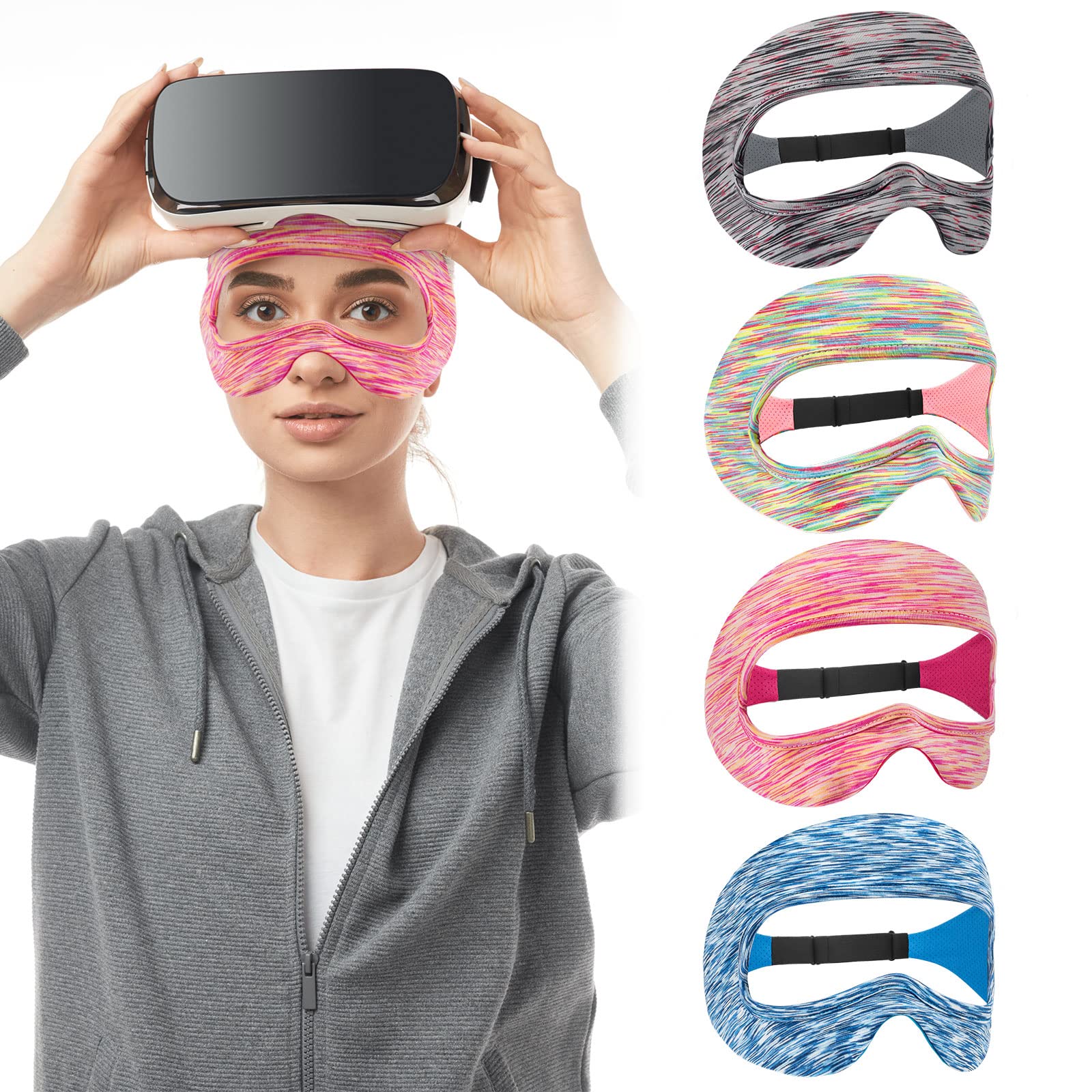 VR Sweat Band for Meta/Oculus Quest 2 Accessories, Eye Mask Face Cover Breathable for Workouts Supernatual, Adjustable Washable Swatband for VR Headsets Accessories (4PCS)