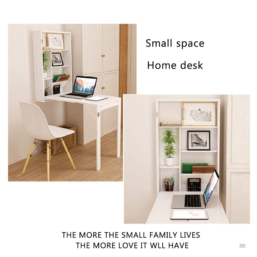 QIMO Wall Mounted Table, Fold Out Convertible Desk with A Chalkboard,Multi-Function Computer Writing Floating Desk, Home Office Wood Wall Hanging Desk