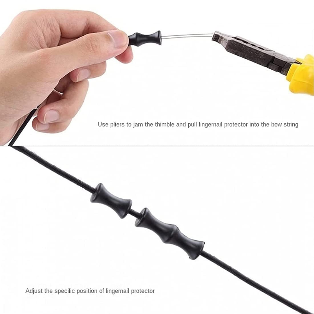 SOPOGER 3 Set Bowstring Finger Guards Archery Finger Savers Soft Silicone Finger Protector Left & Right Hand for Hunting with Pin (Black)