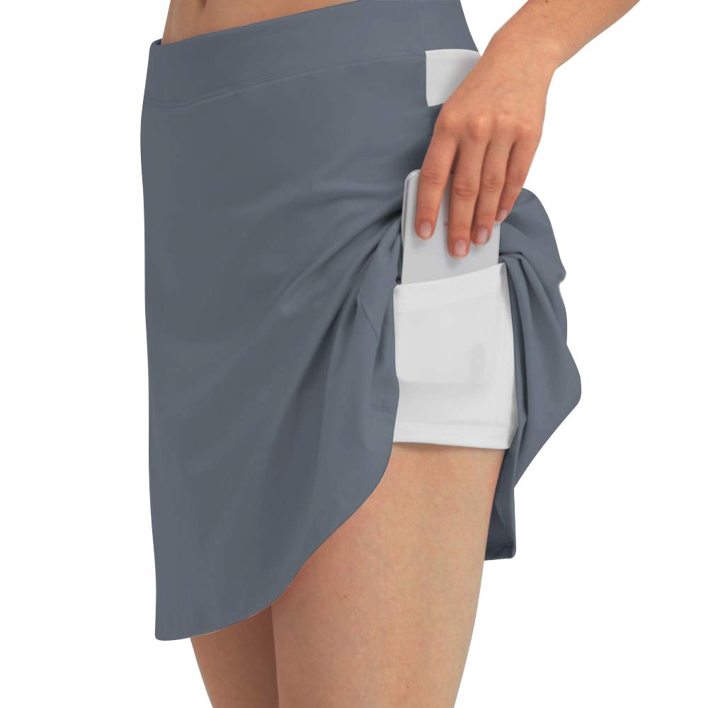 PCGAGA Pleated Tennis Skirt for Women Women's High Waisted Golf Skirt with Inner Shorts Pockets Golf Skirts Grey