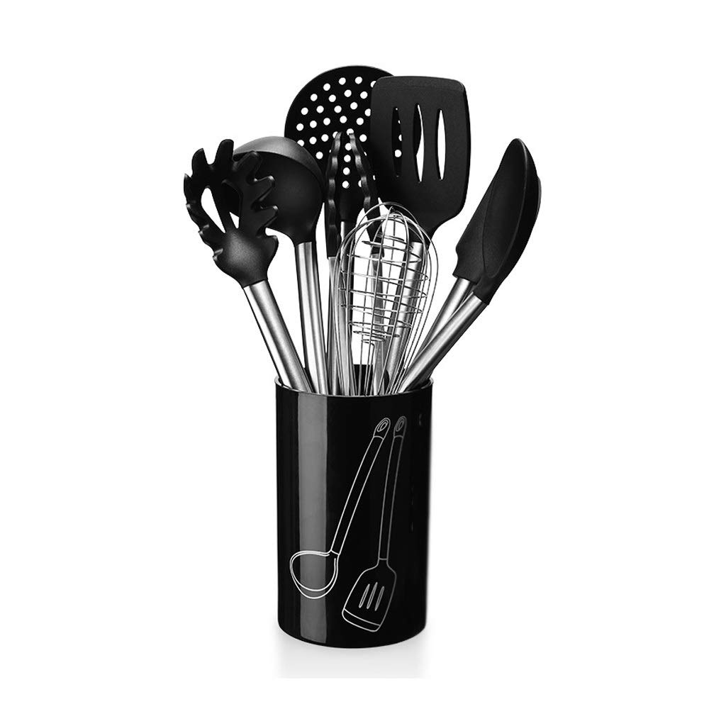 LMMDP 9 in 1 Silicone Handle Cookware Silica Gel Utensils Kitchenware Non Stick Pan Shovel Spoon Spatula Kitchen Cooking Tool Set