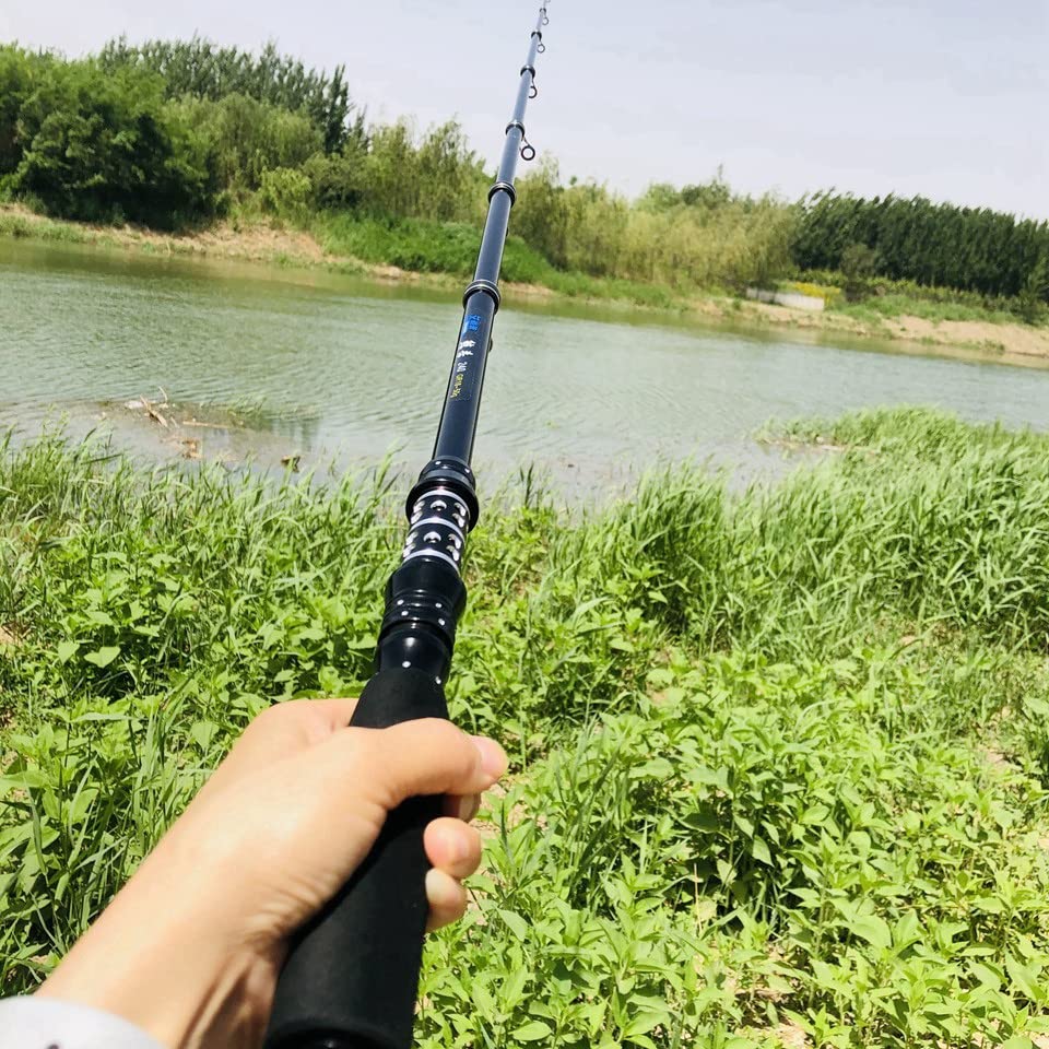 SDFGH Short Carbon Telescopic Fishing Rod Fast Action Ultralight Carp Surf Spinning Rod Pocket Travel Pole (Color : A, Size : 2.4 m)