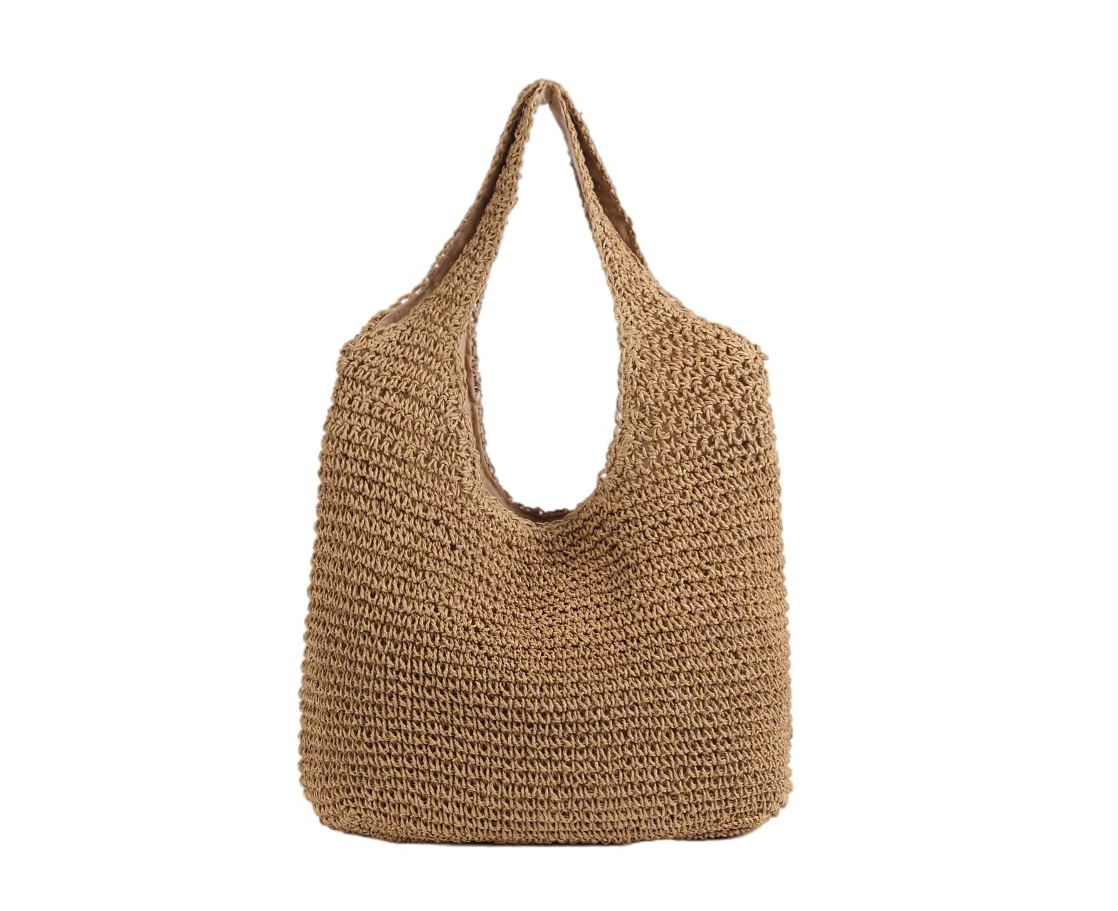 VSERETLOON Vegetable Basket Straw Bag Rattan Bag Hand-Woven Bag Straw Bag One-Shoulder Handbag,Khaki,As Shown