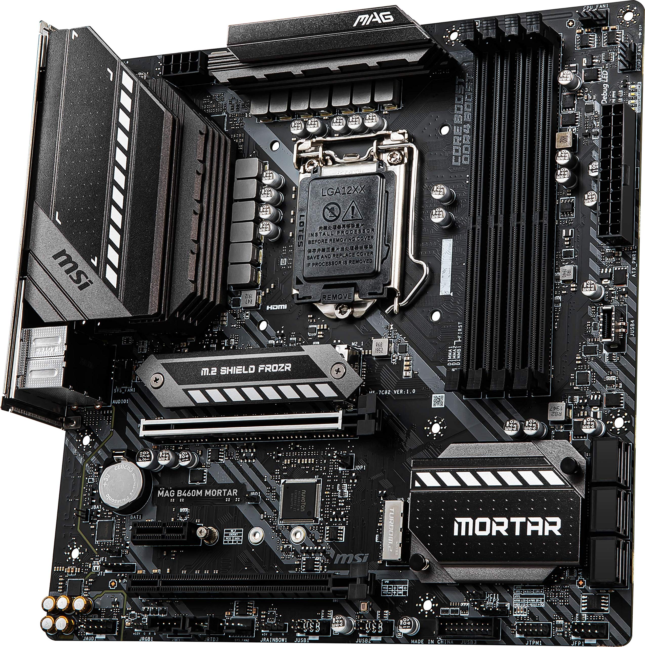 MSI MAG B460M Mortar Gaming Motherboard (mATX, 10th Gen Intel Core, LGA 1200 Socket, DDR4, CFX, Dual M.2 Slots, USB 3.2 Gen 1, 2.5G LAN, DP/HDMI)