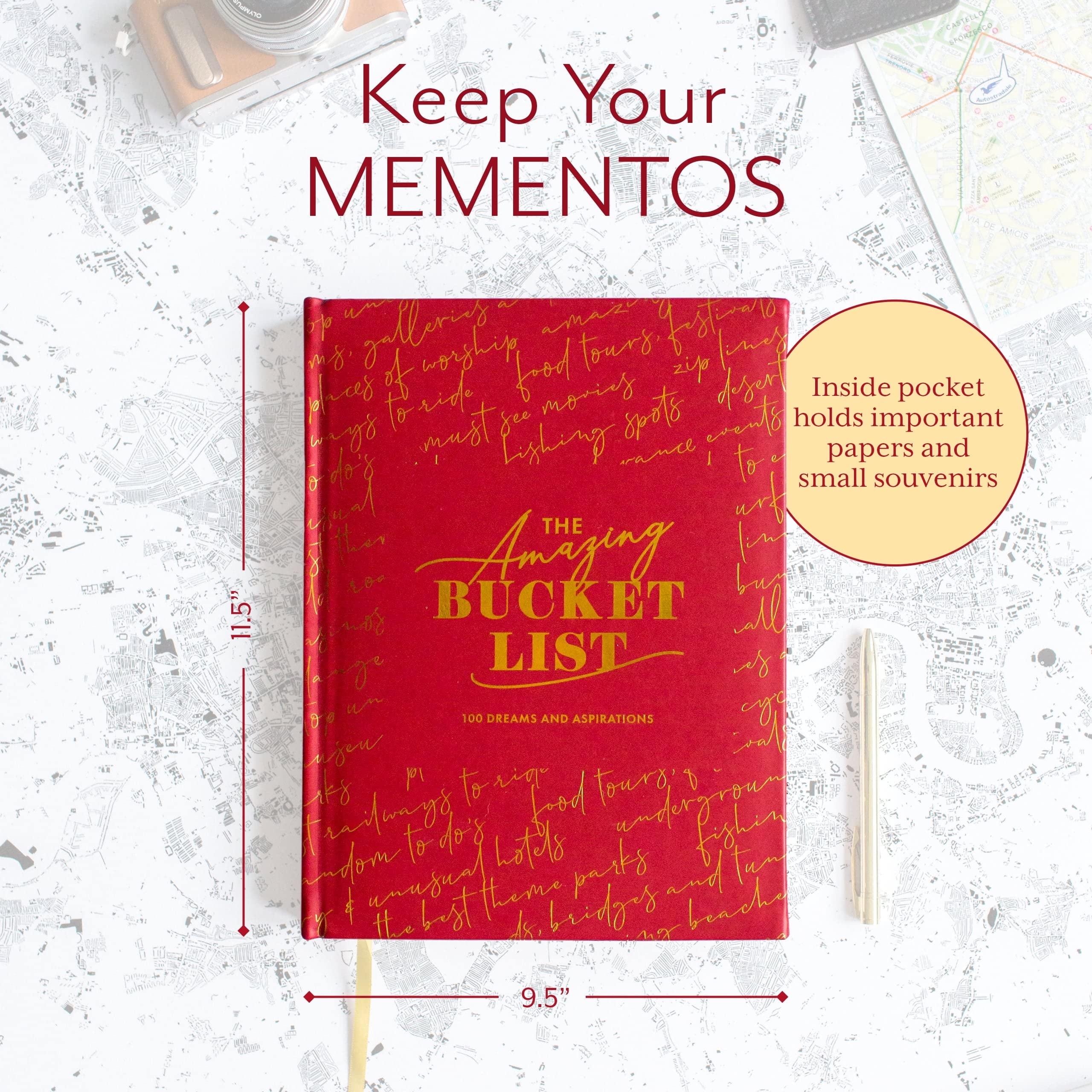 Paperoo The Amazing Bucket List Book & Unique Travel Guide - Undated Travel Journal with 2000+ Destination Ideas - Grey Fabric