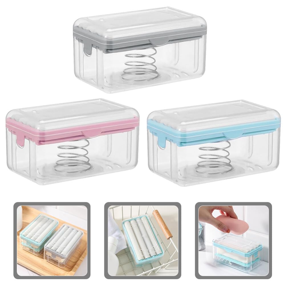 ONDIAN Soap Dish 3Pcs Soap Dish with Drain Multifunctional Soap Dish Soap Cleaning Storage Foaming Box Draining Soap Holder for Home Bathroom Countertop