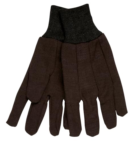 MCR Safety 7100 Jersey Cotton/Polyester Clute Patterns Men's Gloves with Jersey Knit Wrist, Brown, Large, 12 Pair