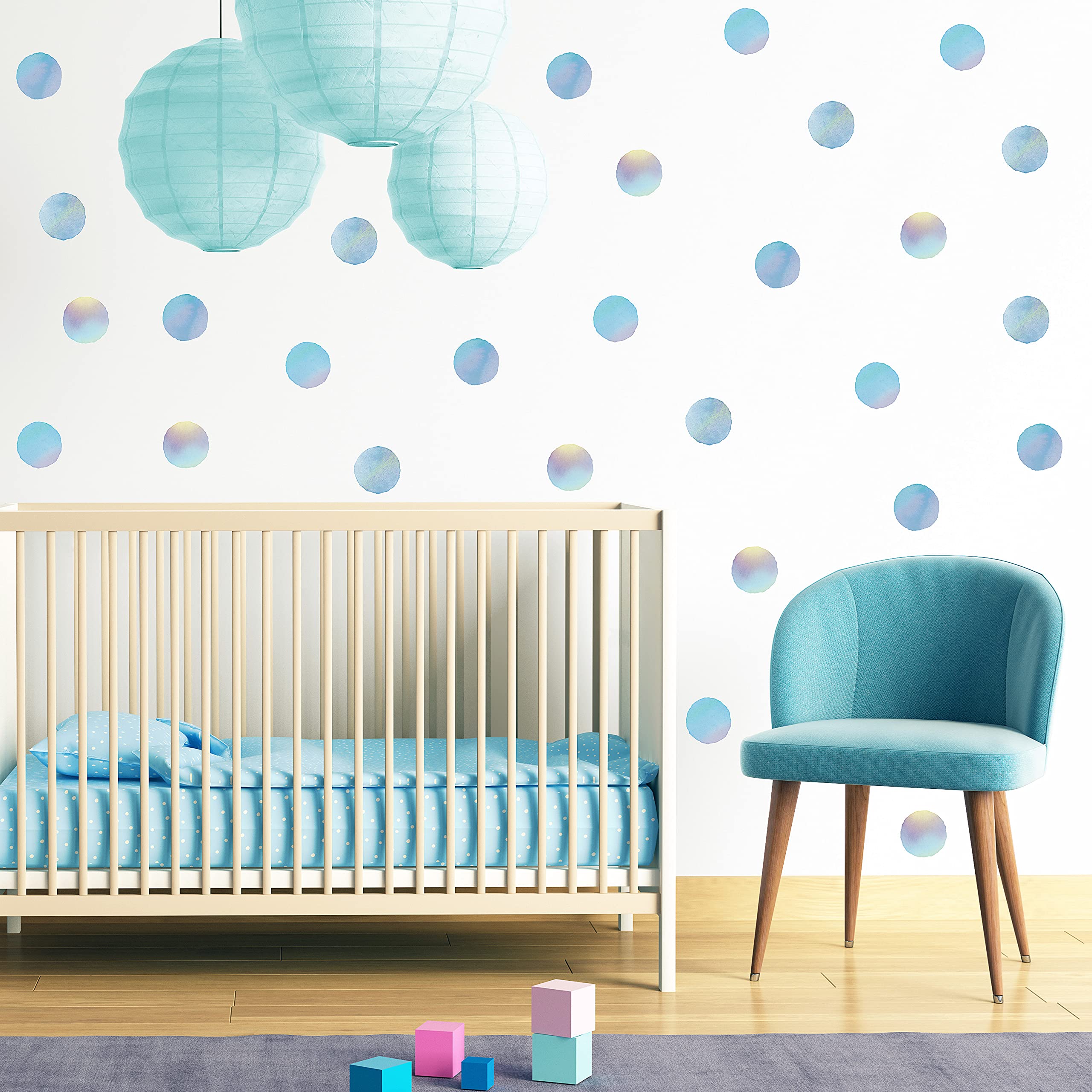 ROFARSO 120 Decals 2.2'' Ice Blue Polka Dots Wall Decals Stickers DIY Removable Peel & Stick Wall Art Decorations Home Decor for Nursery Bedroom Living Room Playing Room