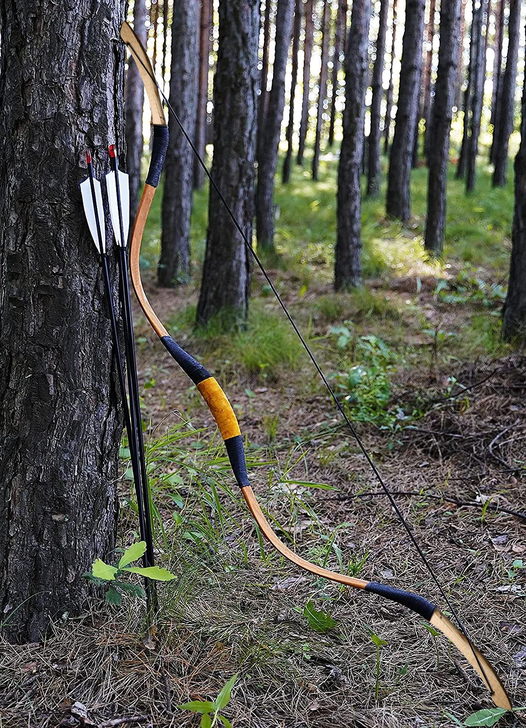 PMZ Archery Recurve Bow Set, 54" High-Performance Horse Bow for Hunting, Right Left Hand Traditional Turkish Bow for Youth Adults Beginners to Advanced Outdoor Practice & Hunting, 30lbs