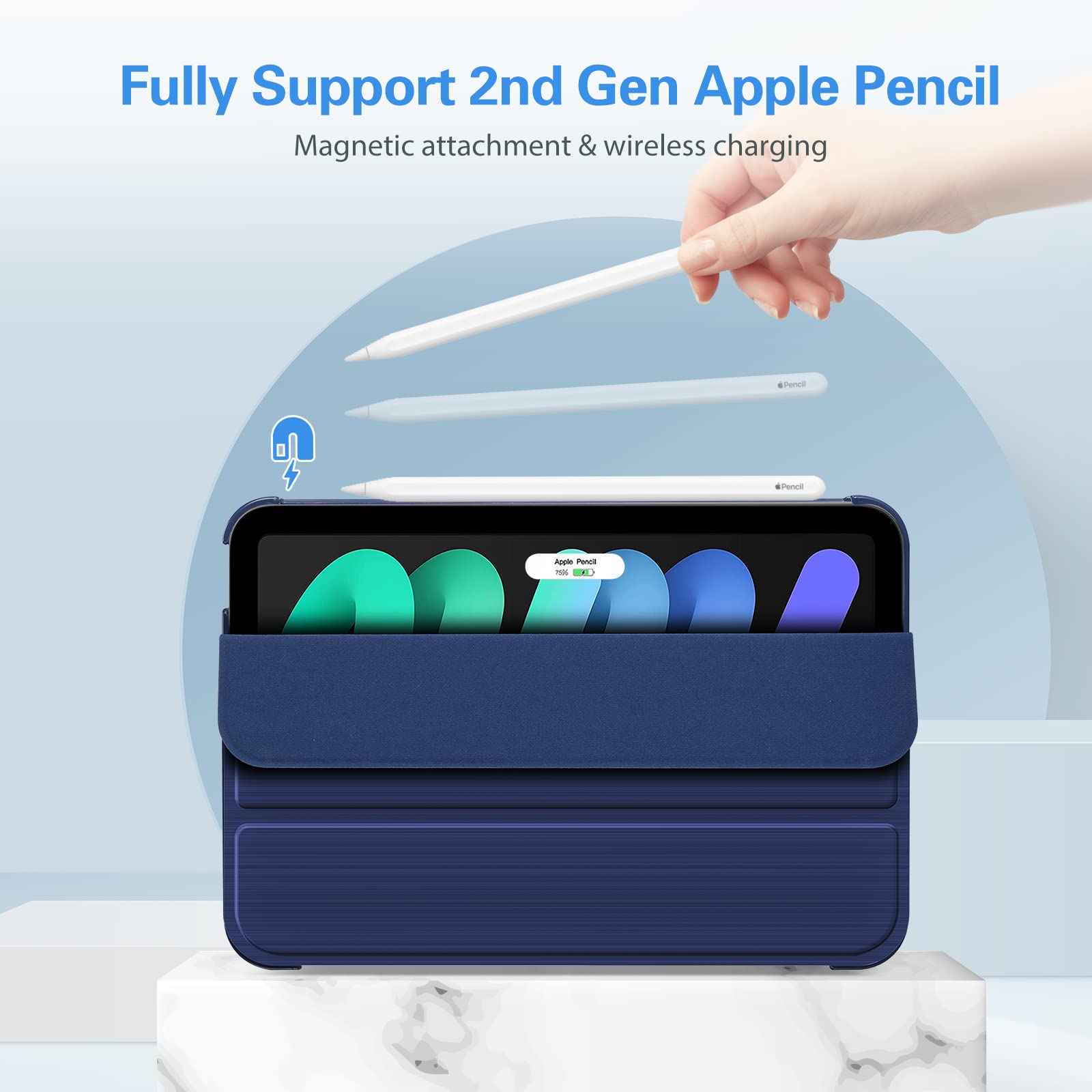 ProCase Smart Case for iPad Mini 6 8.3 Inch 2021 iPad Mini 6th Generation Case, Hard Back Cover Cases for 2021 iPad Mini 8.3" 6th Gen A2567 A2568 A2569 -Darkblue