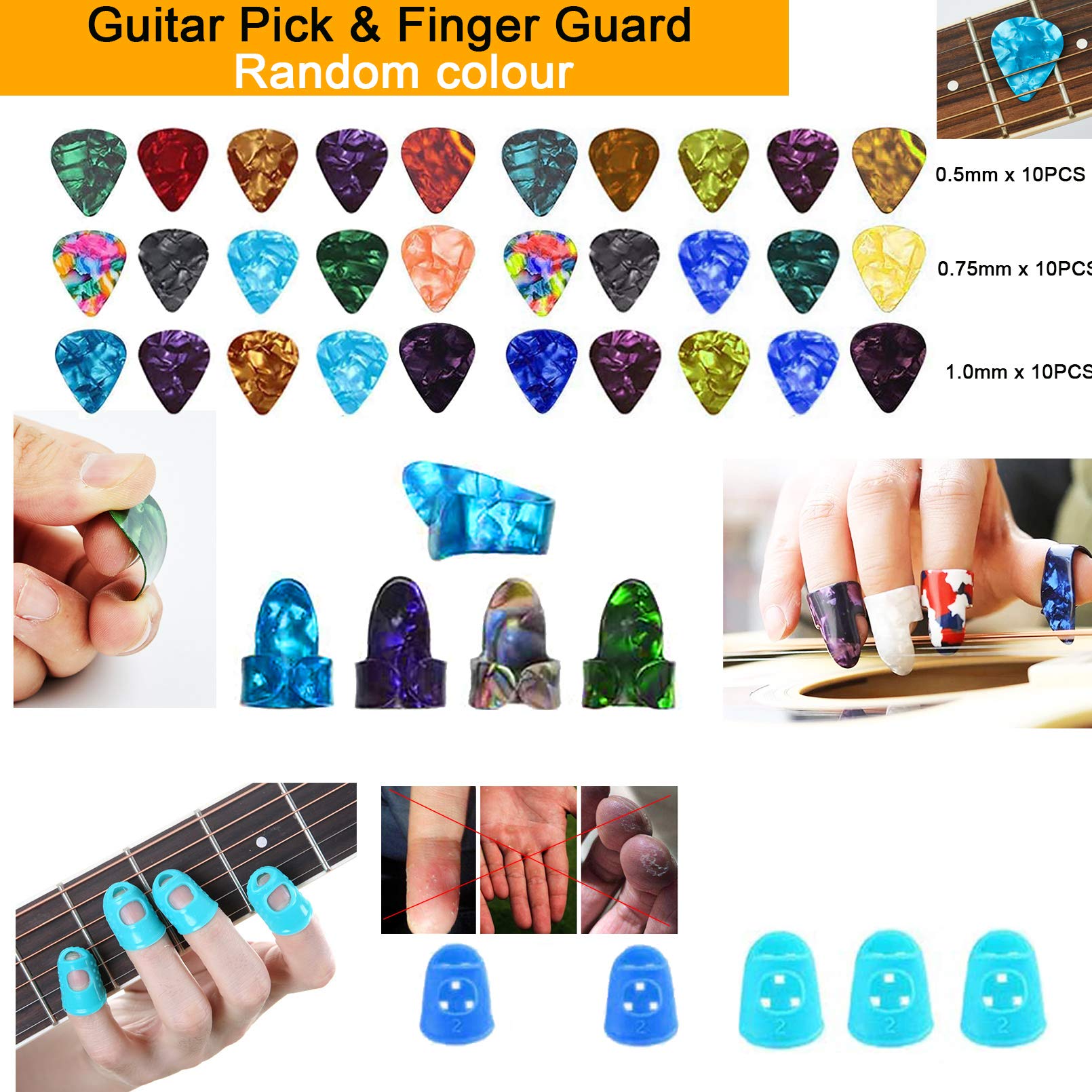 SPROUTER 93 PCS Guitar Accessories Set, Including Guitar Capo, 3 in 1 String Winder, Bridge Pins, Picks, Guitar Strings, Finger Picks, Fingertip Protectorsone, Guitar Saddle Files, Finger Strengthener